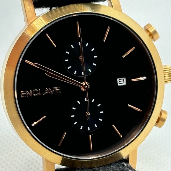 Enclave | Accessories | Enclave Rose Gold Tone Case Black Dial ...